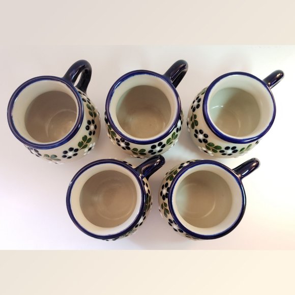 Dining | Set Of 5 Stoneware Raised Dot Flower Glazed Mugs | Poshmark